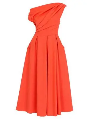 GIRL IN MIND Betty Asymmetric Midi Dress - Orange