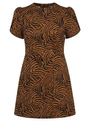 GIRL IN MIND Ami Suede Zebra Mini Dress - Brown