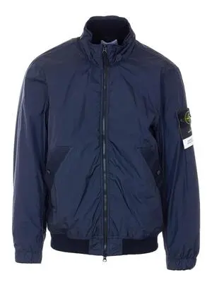 Stone Island Logo Garment Dyed Jacket - Blue