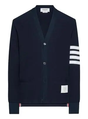 Thom Browne Piqué Weave 4-bar Stripe Cardigan - Blue