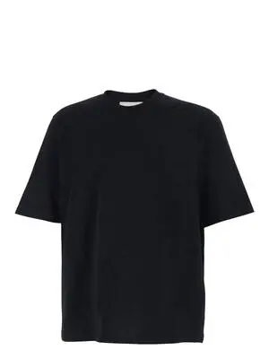 AMI Paris Black Crewneck T-shirt With Adc Embroidery On The Front In Cotton - Multicolor