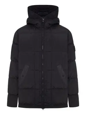 Stone Island Quilted Nylon Down Vest With High Collar - Black
