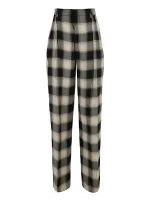 Phoebe Philo Pants With Front Pleats And All-over Check Motif In Viscose For - Multicolor