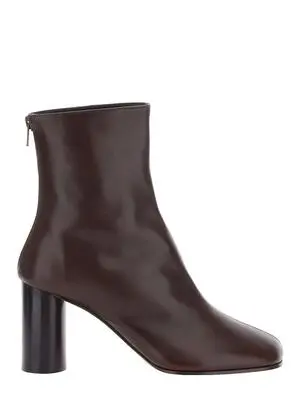 Phoebe Philo Brown Ankle Boots With Medium Wide Heel In Leather - Multicolor