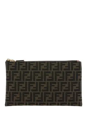 Fendi Flat Clutch 'medium Baguette' In Jacquard Ff Fabric Brown - Multicolor