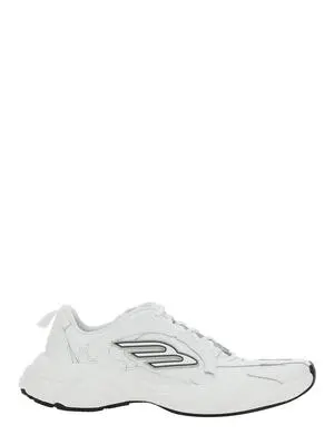 Balenciaga Monday' White Low Top Sneakers With Logo Detail And Embossed The Rear In Leather And Fabric - Multicolor