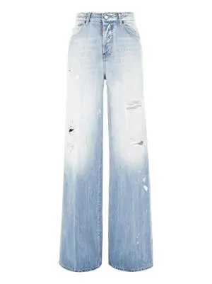 Dsquared2 Distressed Wide Leg Denim Jeans - Multicolor