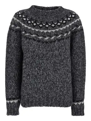 P.a.r.o.s.h Grey Crewneck Sweater In Wool Blend - Multicolor