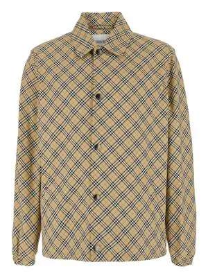 Burberry Slindon' Beige Jacket With Classic Collar And All-over Check Motif In Tech Fabric - Multicolor