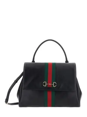 Gucci Leather Handbag With Web Stripe And Horsebit - Multicolor