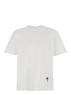 Bottega Veneta Crewneck T-shirt With Mushroom Embroidery On The Front In Cotton - White