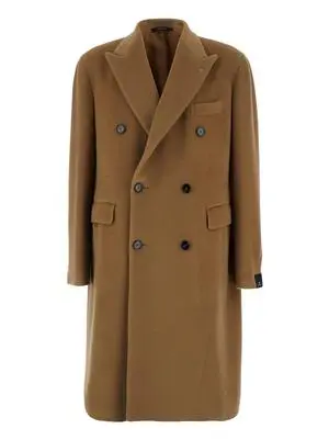 Tagliatore Tagliatore Men Beige Double-Breasted Coat With Peak Revers And Rear Single Vent In Wool Man Cream