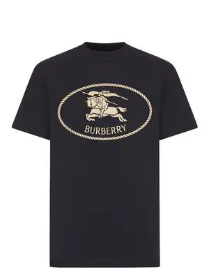 Burberry Cotton T-shirt With Front Logo - Black