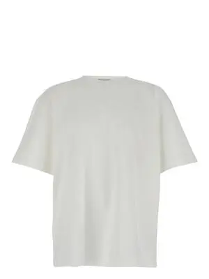 Bottega Veneta Crew Neck T-shirt With Embroidery On The Front In Cotton For - White