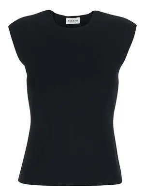 P.a.r.o.s.h Black Top With Round Neck And Short Design In Viscose Blend - Multicolor