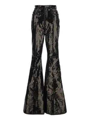 Rick Owens Bolan Jeans Flared With Wide Leg And All-over Sequins In Black Denim - Multicolor