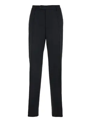 GOLDEN GOOSE Black Wool And Satin Trousers With Button Closure And Star Logo Detail On The Back For - Multicolor