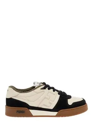 Fendi FENDI Suede Low Top Sneakers With Raised Logo Multicolor