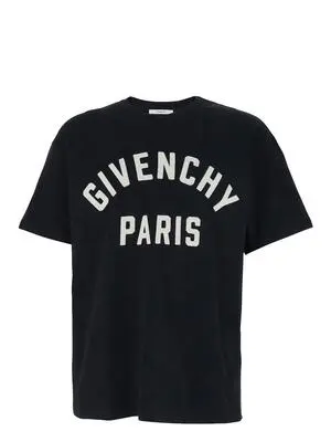 Givenchy T-shirt With Maxi Logo Lettering On The Front In Cotton For - Black