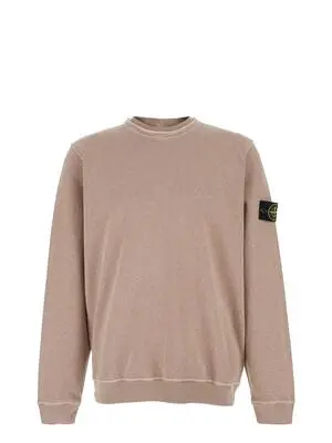 Stone Island STONE ISLAND Cotton Crewneck Sweatshirt With Logo Patch Cream