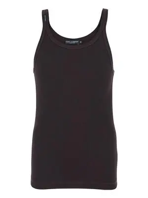 Dolce & Gabbana Brown Ribbed Crew Neck Top In Cotton For - Multicolor