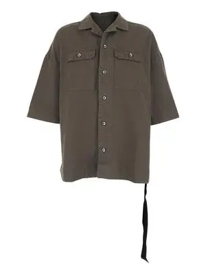 Rick Owens Magnum Tommy' Short Sleeve Button-up Shirt In Grey Cotton - Multicolor