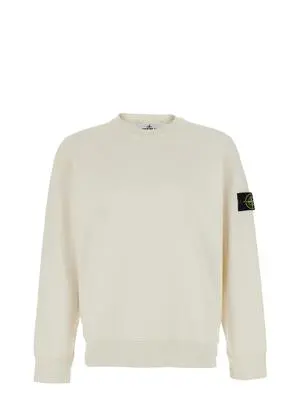 Stone Island Stone Island Men Hooded Sweatshirt With Fixed Hood And Front Logo In White Multicolor