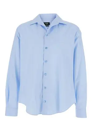 Fendi Fendi Men Light Blue Shirt With Classic Collar In Cotton For Men Multicolor