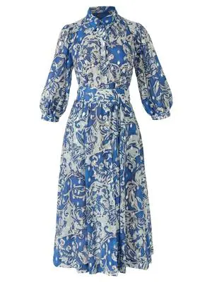 SACHA DRAKE Elmridge Dress In White Silver - Blue