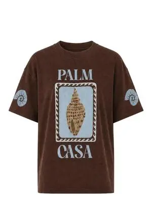 PALM COLLECTIVE Cockel Shell Printed Cotton T-shirt - Brown