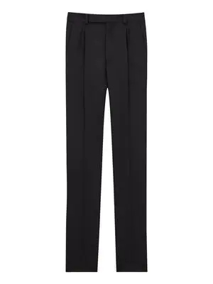 Saint Laurent Tapered Pants In Brushed Wool Flannel - Noir