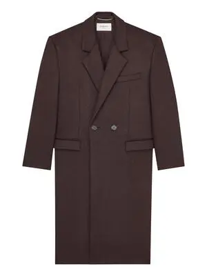 Saint Laurent Double-face Brushed Wool Felt Coat - Brun