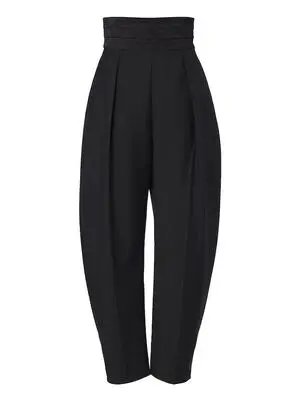 RÓHE Pleated Wool And Mohair Barrel-leg Pants - Black