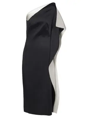 RÓHE Draped One-shoulder Satin Cocktail Dress - Black