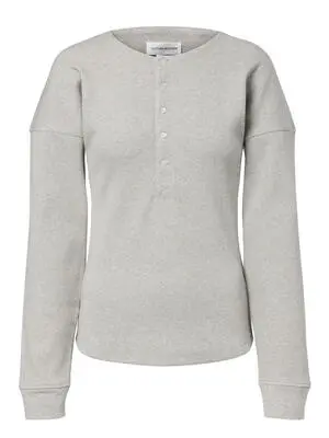 Victoria Beckham Hazel Ribbed-knit Cotton Top Grey