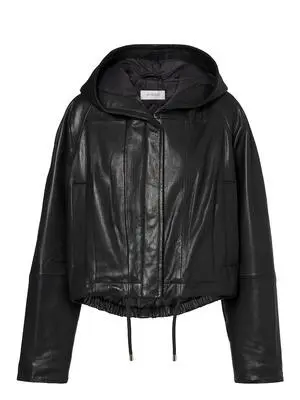 Sportmax Hooded Leather Jacket - Black