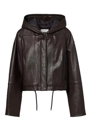 Sportmax Hooded Leather Jacket - Brown