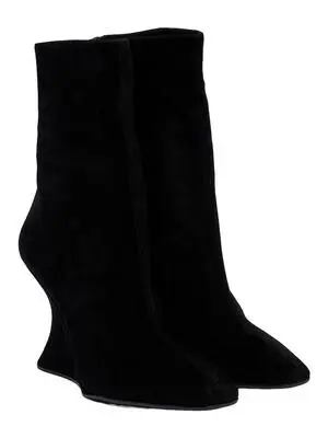 AQUAZZURA Amore Suede Wedge Ankle Boots - Black