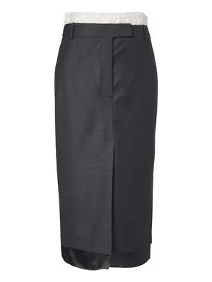 RÓHE Paneled Virgin Wool Pencil Skirt - Grey