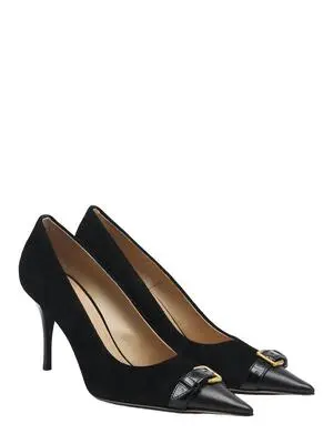 JW Anderson Embellished Leather-trimmed Suede Pumps - Black