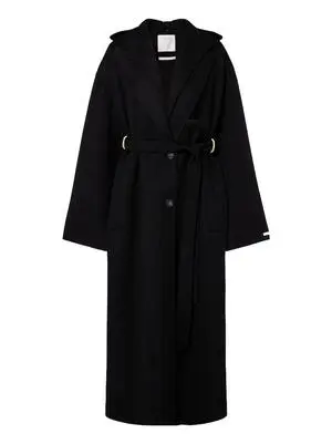 Sportmax Hooded Virgin Wool Coat - Black