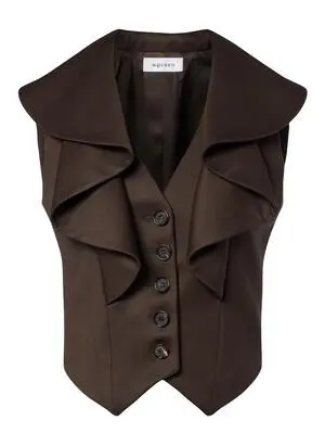Alexander McQueen Ruffled Wool Vest - Brown