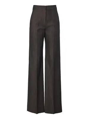 Max Mara Virgin Wool Wide Leg Pants - Black