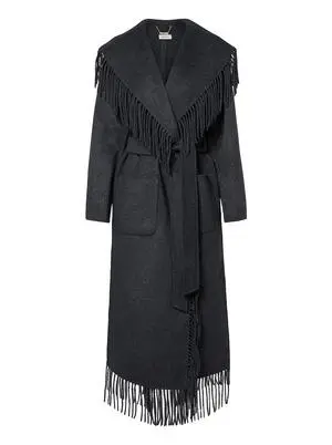 Simkhai Carrie Fringed Wrap Coat - Grey