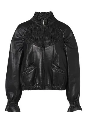 Chloé Shirred Leather Jacket - Black