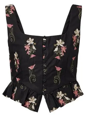 Agua Bendita Eslabón Cotton Poplin Top - Black