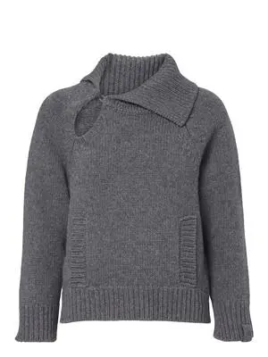 Victoria Beckham Asymmetric Virgin Wool Sweater - Grey