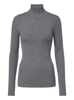 Victoria Beckham Ribbed-knit Wool-blend Sweater - Grey