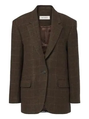 RÓHE Checked Oversized Wool Blazer - Brown