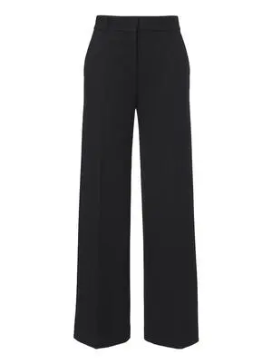 Max Mara Wool And Cotton-blend Jersey Wide-leg Pants - Black